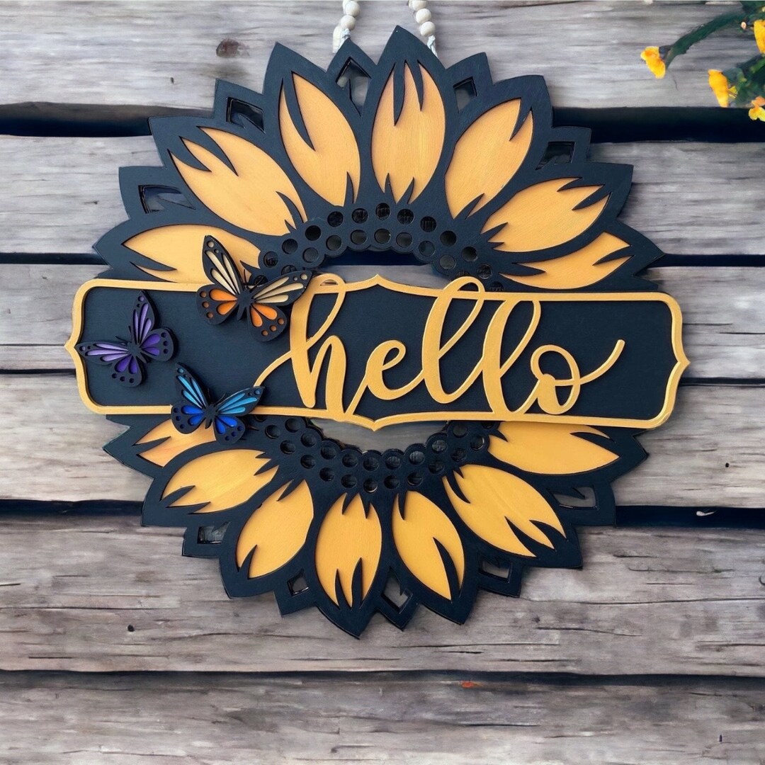 Sunflower Door Hanger for Teachers, New Apartment Gift for Her, Hello ...