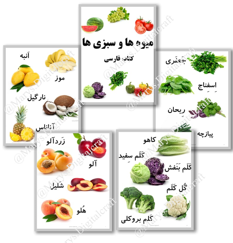 Farsi Words Ebook: Fruits & Vegetables - Etsy