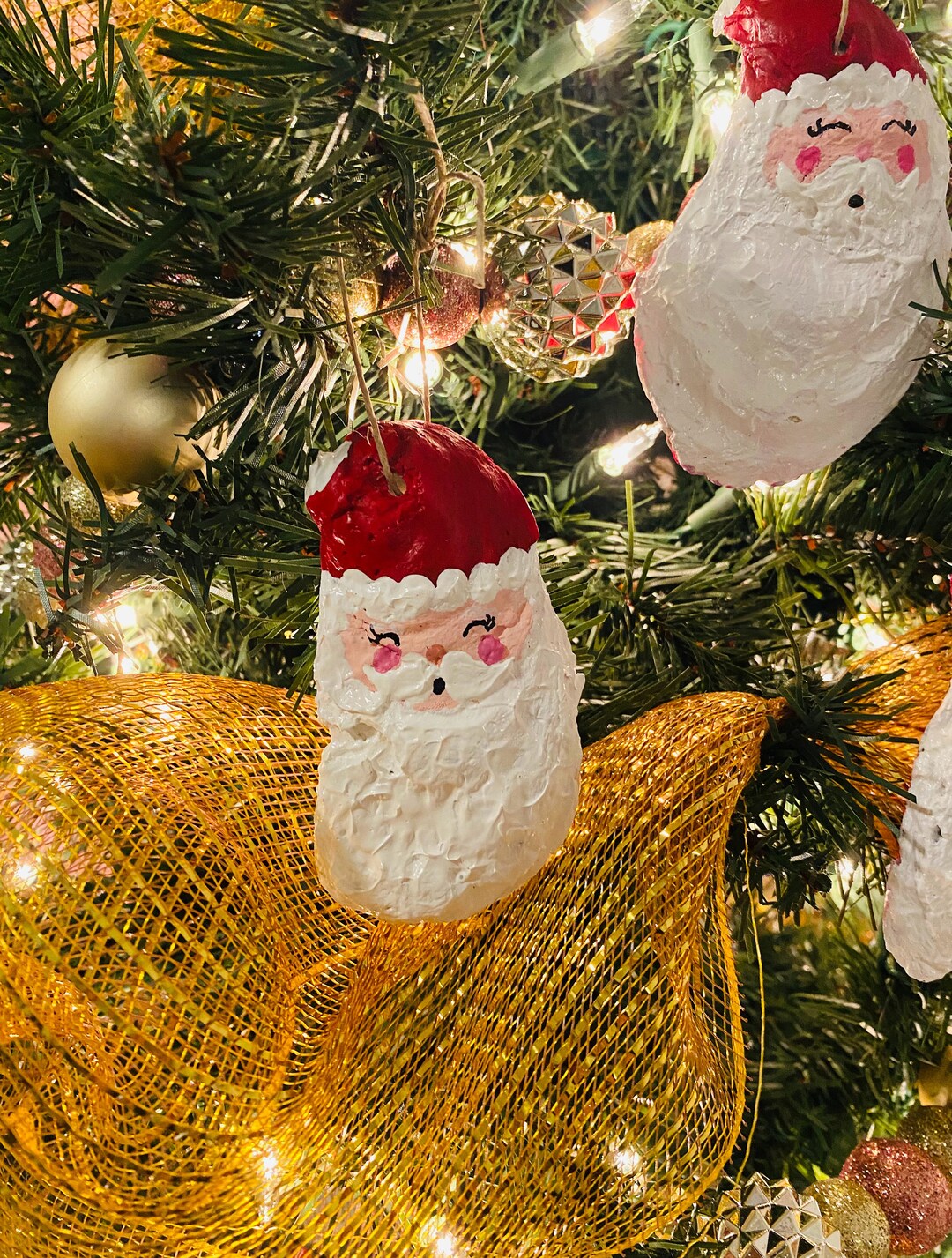 Hand-painted Oyster Shell Santa Ornament: Coastal Christmas Decor - Etsy