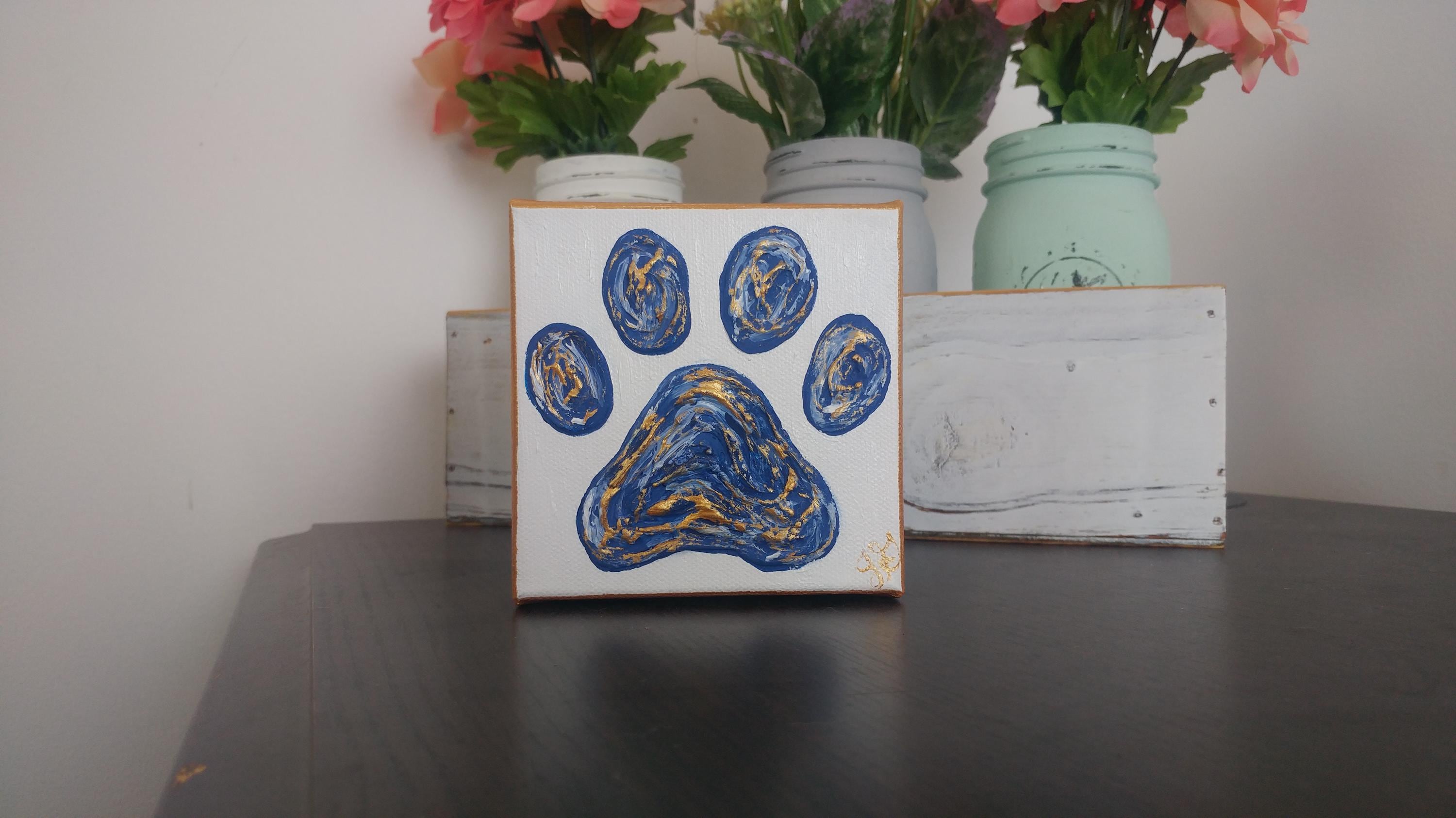 Custom School Colors Paw Print Painting: Dorm Decor - Etsy