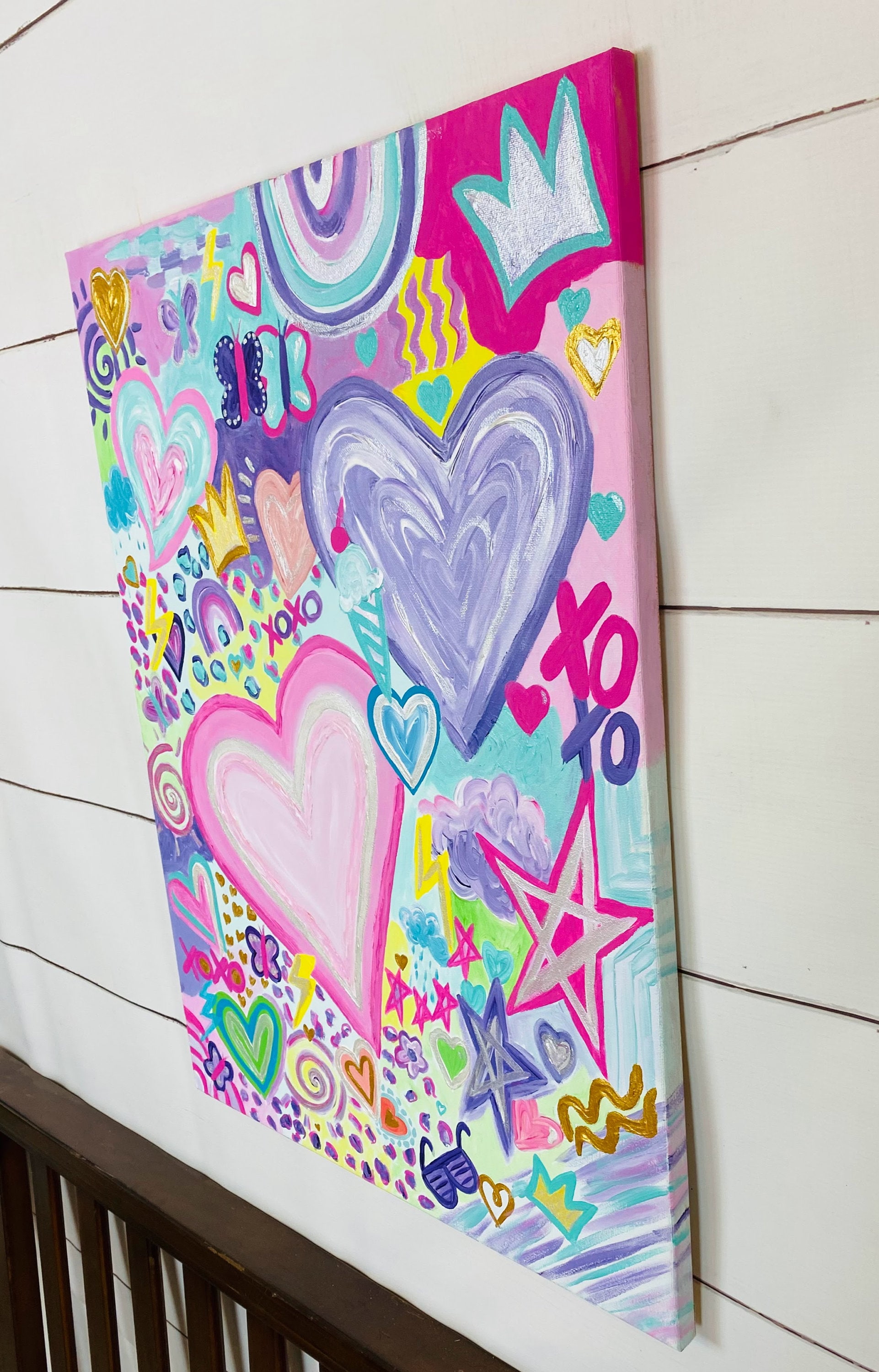 Bright Colors Heart Canvas Art: Preppy Dorm Decor (18x24) - Etsy