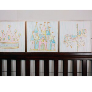 Castle, Carousel, Princess Crown Painting Toddler Room Decor, Nursery ...