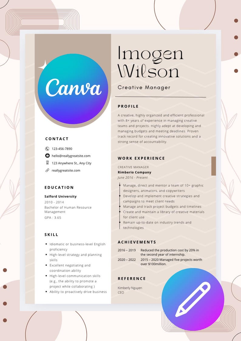 Elite CV Design: Stand Out Resume for Success - Etsy