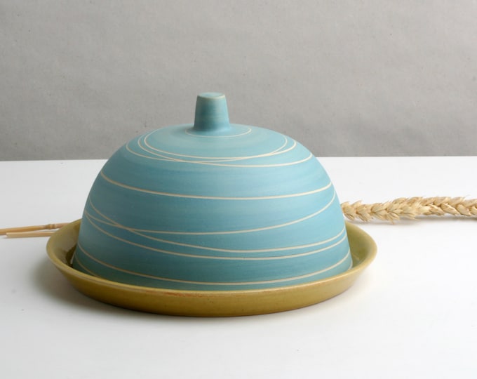 French Stoneware Studio Pottery Beige and Pink Cheese Cloche With ...