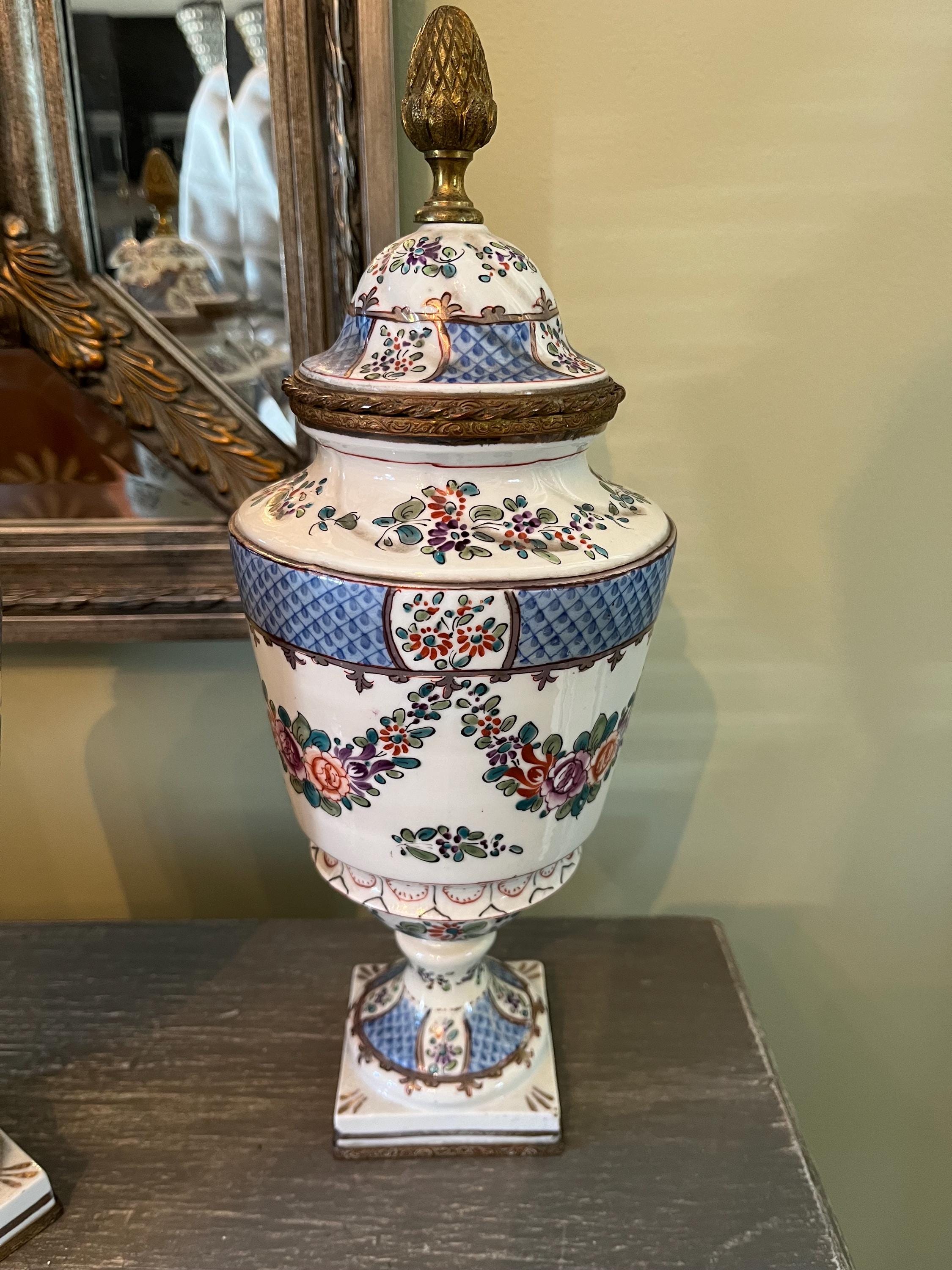 Pair of 18th Century Antique French Samson Floral Porcelain Urns - Etsy