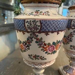 Pair of 18th Century Antique French Samson Floral Porcelain Urns - Etsy