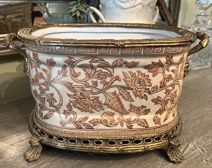 Classic Vintage Chinoiserie Cachepot Planter, Orchid Pot, 7.75" H X 13 ...