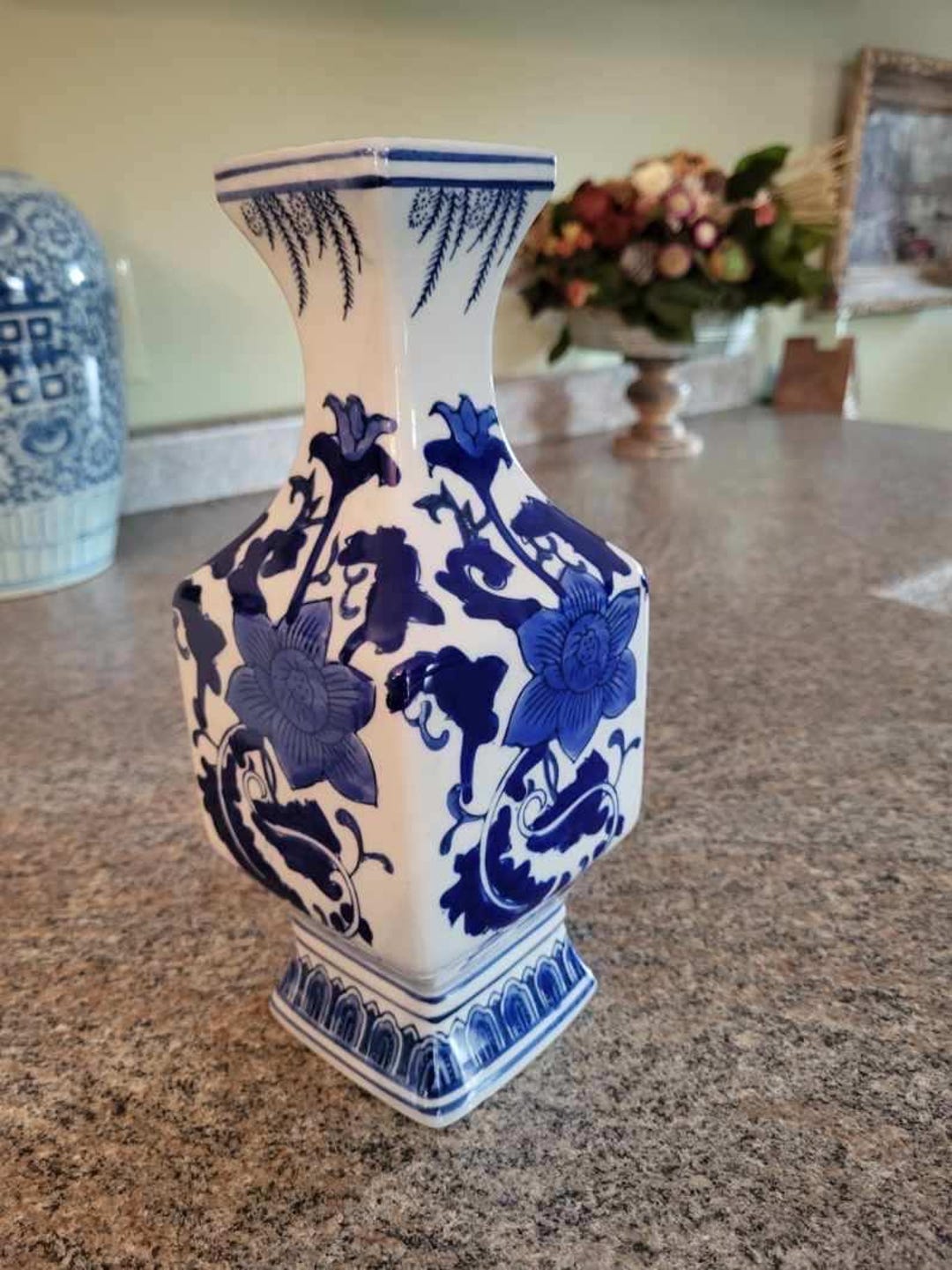 The Lynton: Blue and White Chinese Square Fluted Vase by the Blue Bee ...