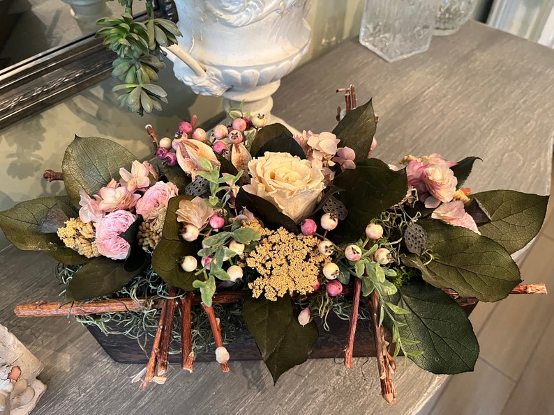 Dried Floral Arrangement in Sewing Box - Etsy
