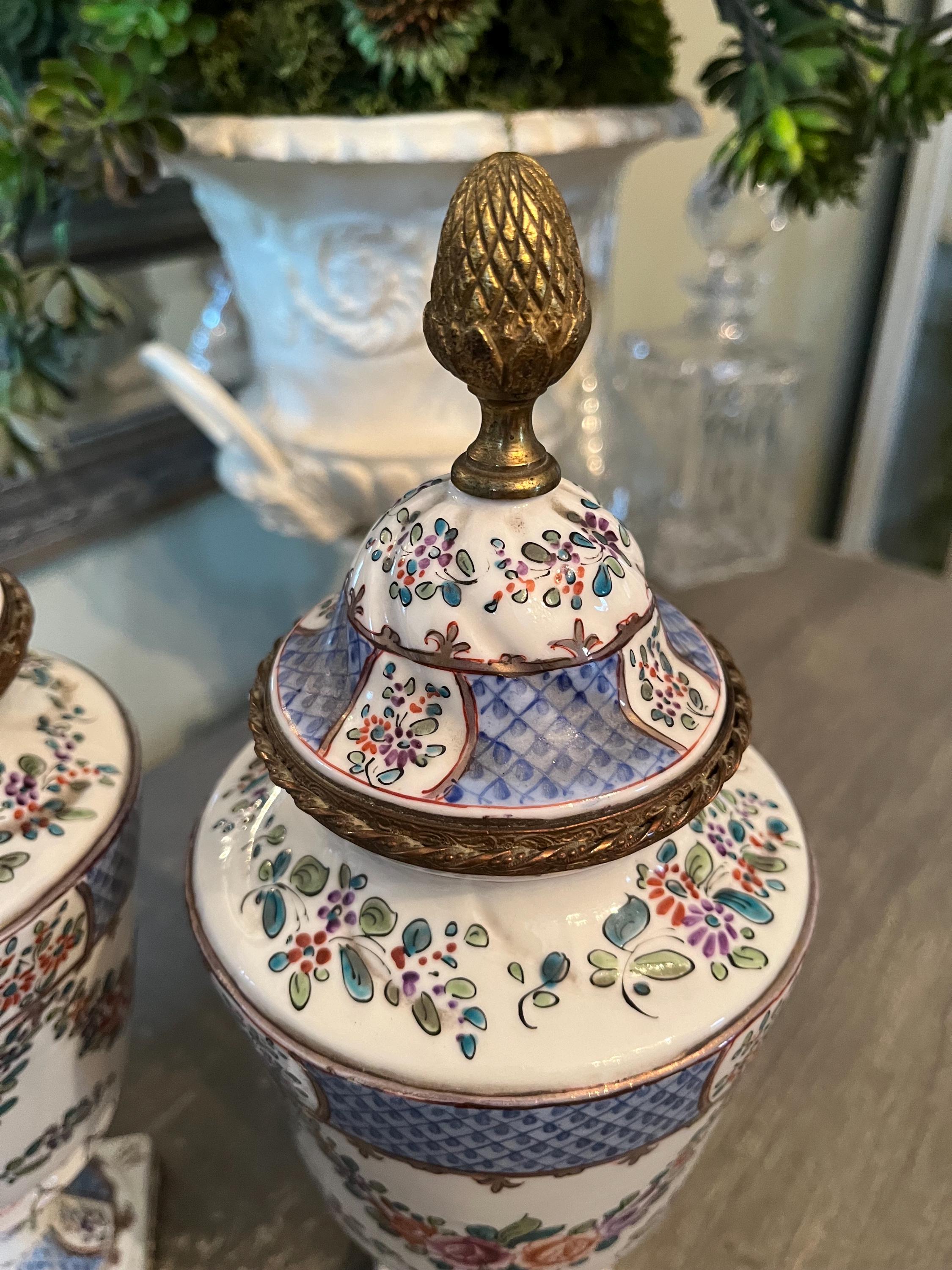 Pair of 18th Century Antique French Samson Floral Porcelain Urns - Etsy