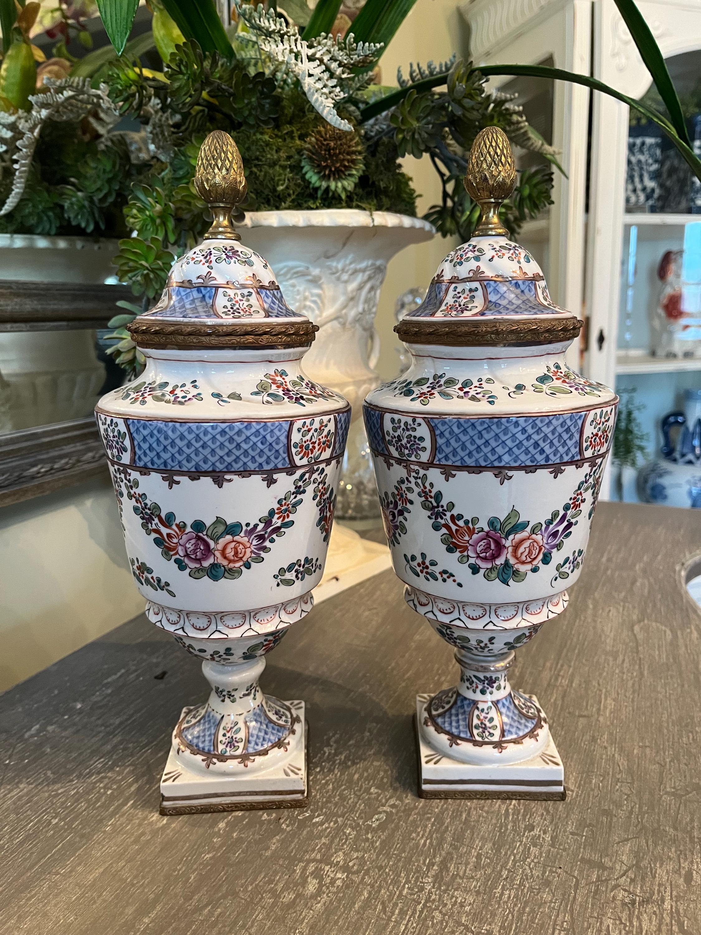Pair of 18th Century Antique French Samson Floral Porcelain Urns - Etsy
