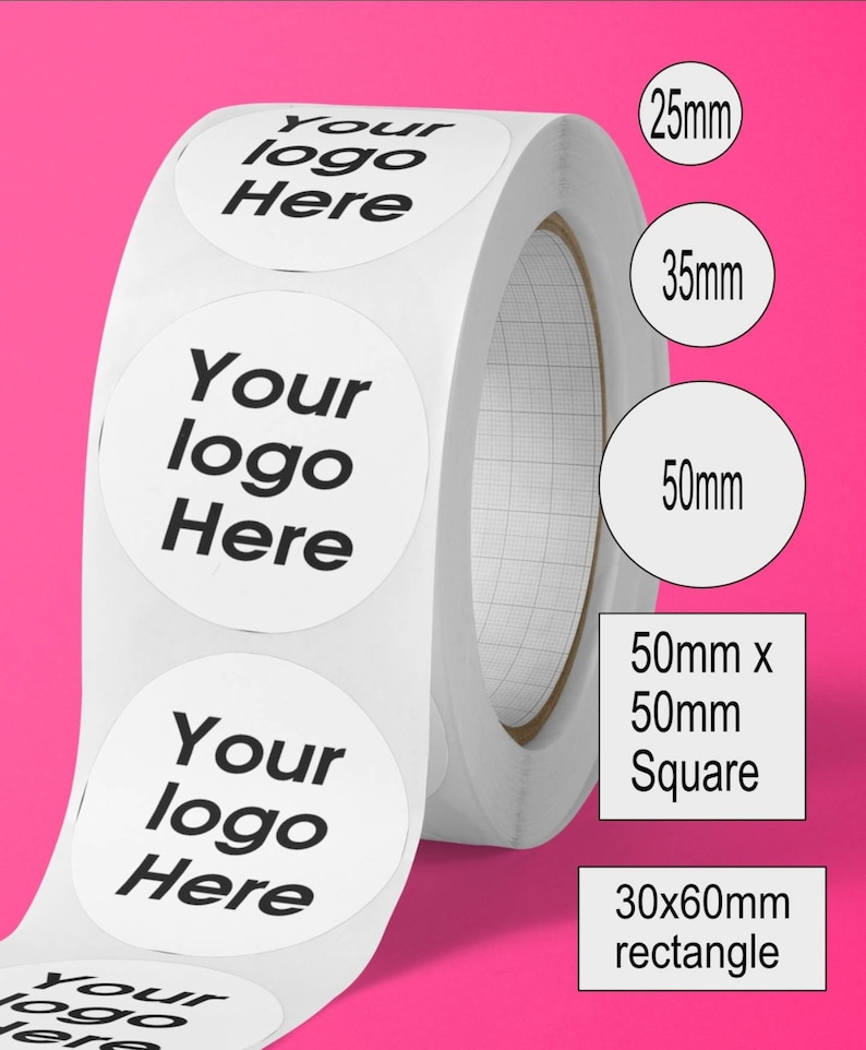 Add Your Text Roll of Stickers Small Business Packaging Labels 35mm ...