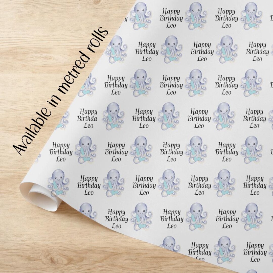 Octopus Wrapping Paper ROLLS Quality A3 Eco Gift Wrap Birthday Him Her ...
