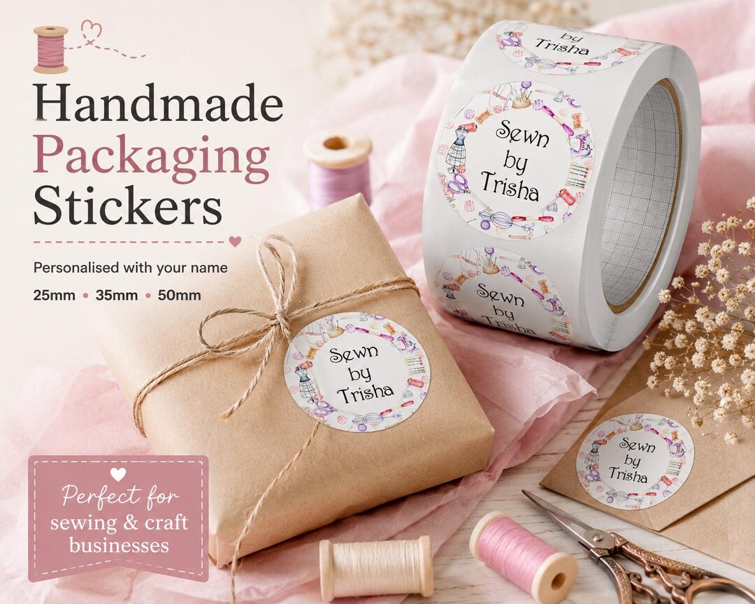 Personalised Sewing Stickers Handmade Craft Labels Seamstress Packaging ...