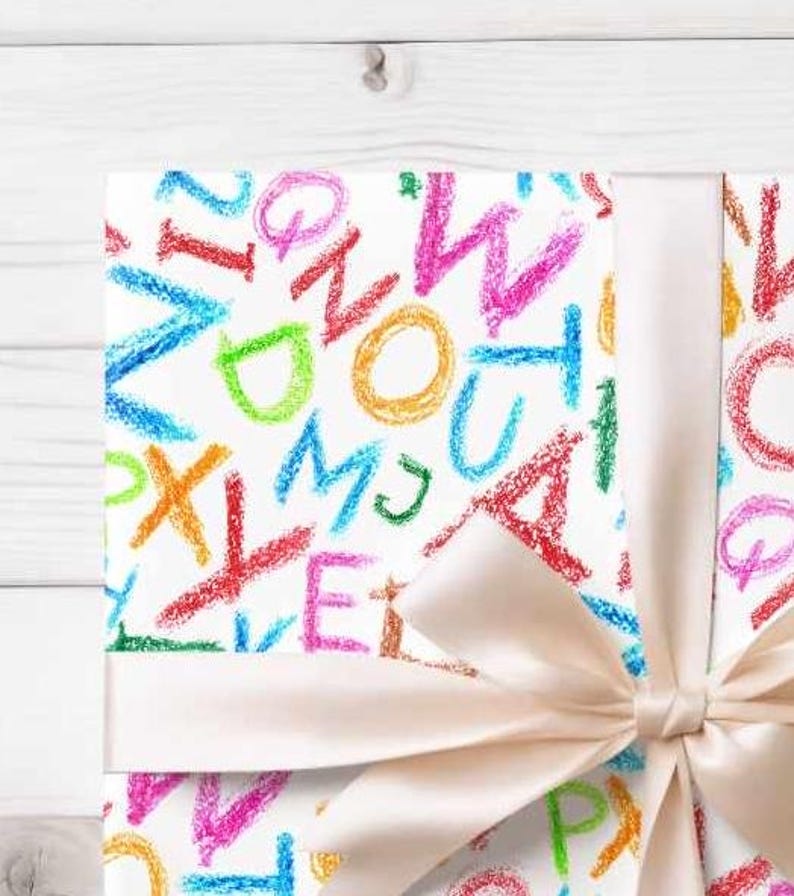 Crayon Alphabet Wrapping Paper. Birthday A3 Eco Friendly Thick Quality ...