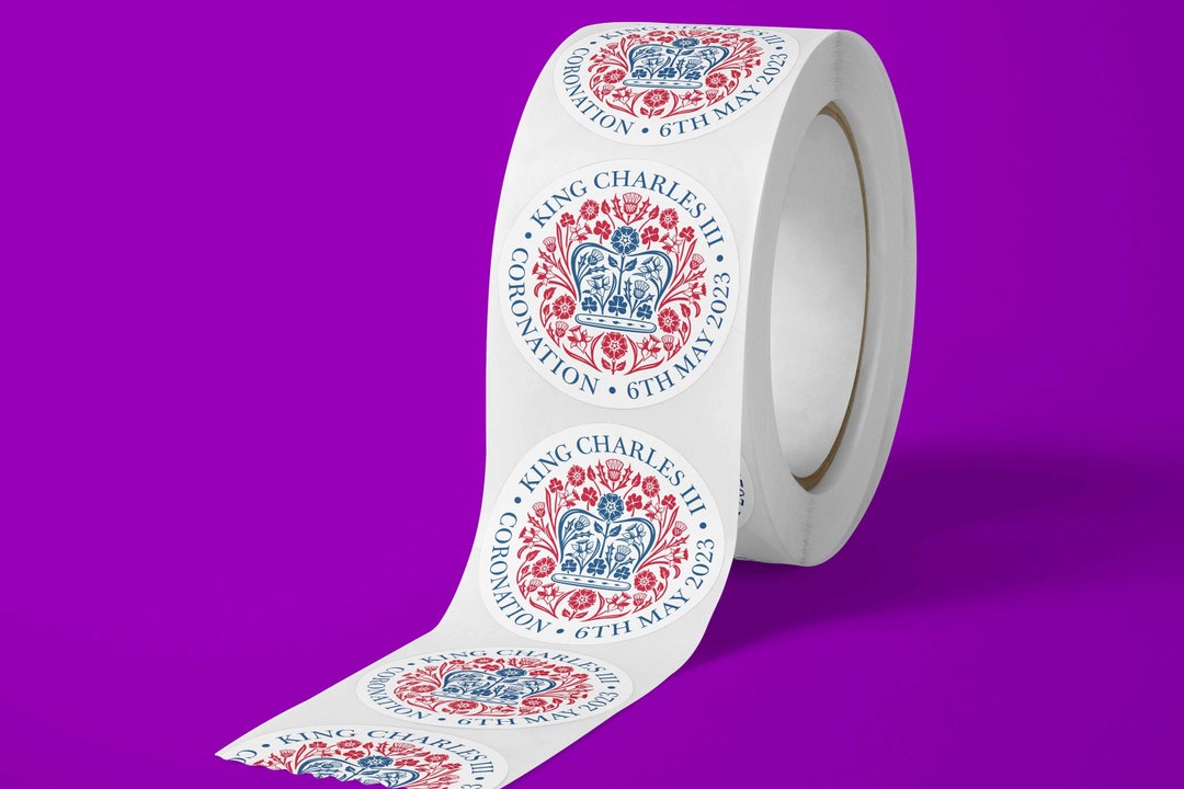 King Charles III 3rd Coronation Official Logo Sticker on a Roll ...