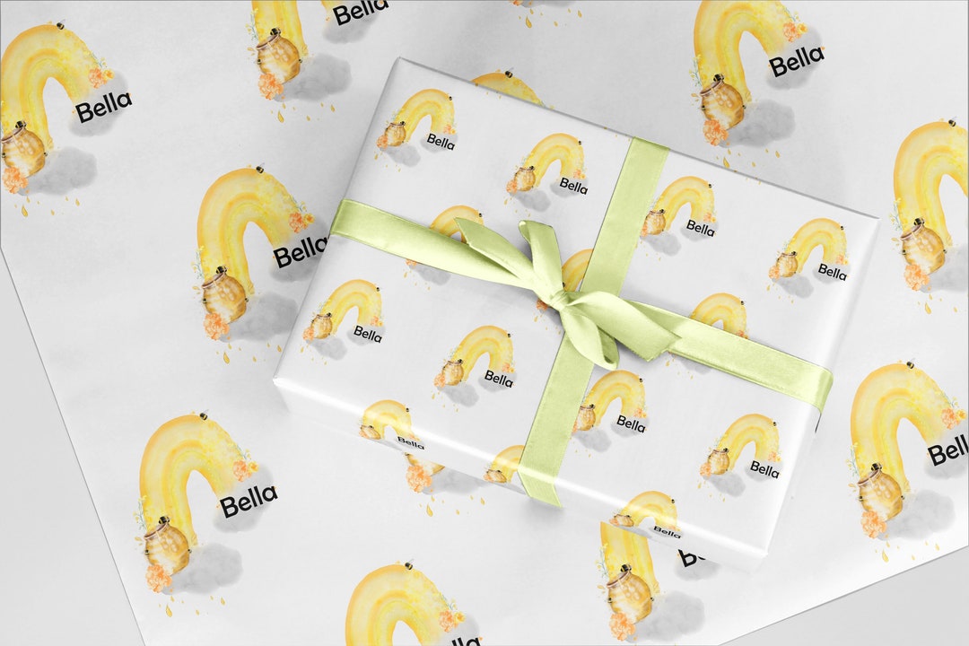 Rainbow Honey Bee Wrapping Paper. Wonky Rainbow Personalised A3 Eco ...