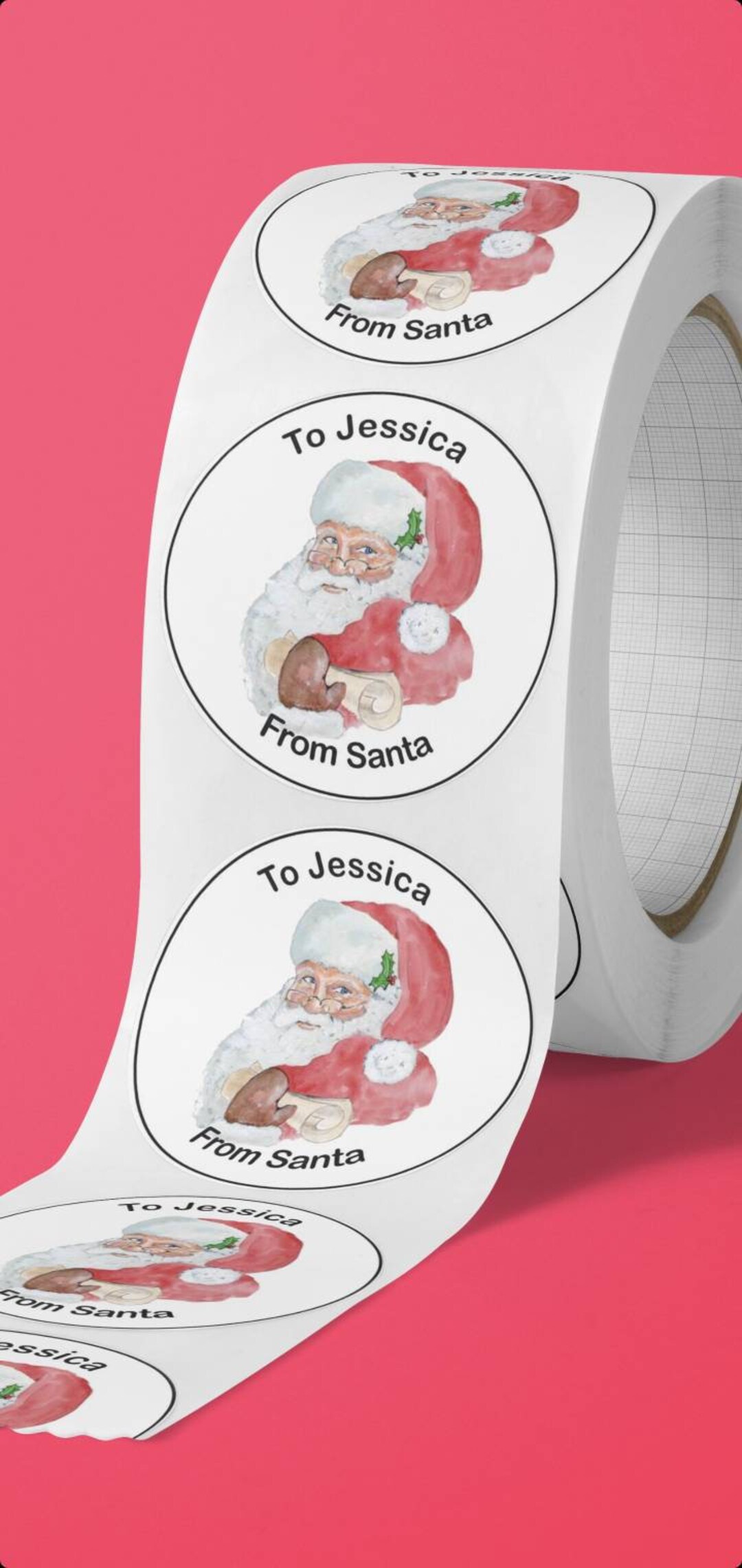 Personalised From SANTA Stickers. Customised Gift Wrap Round Labels for ...
