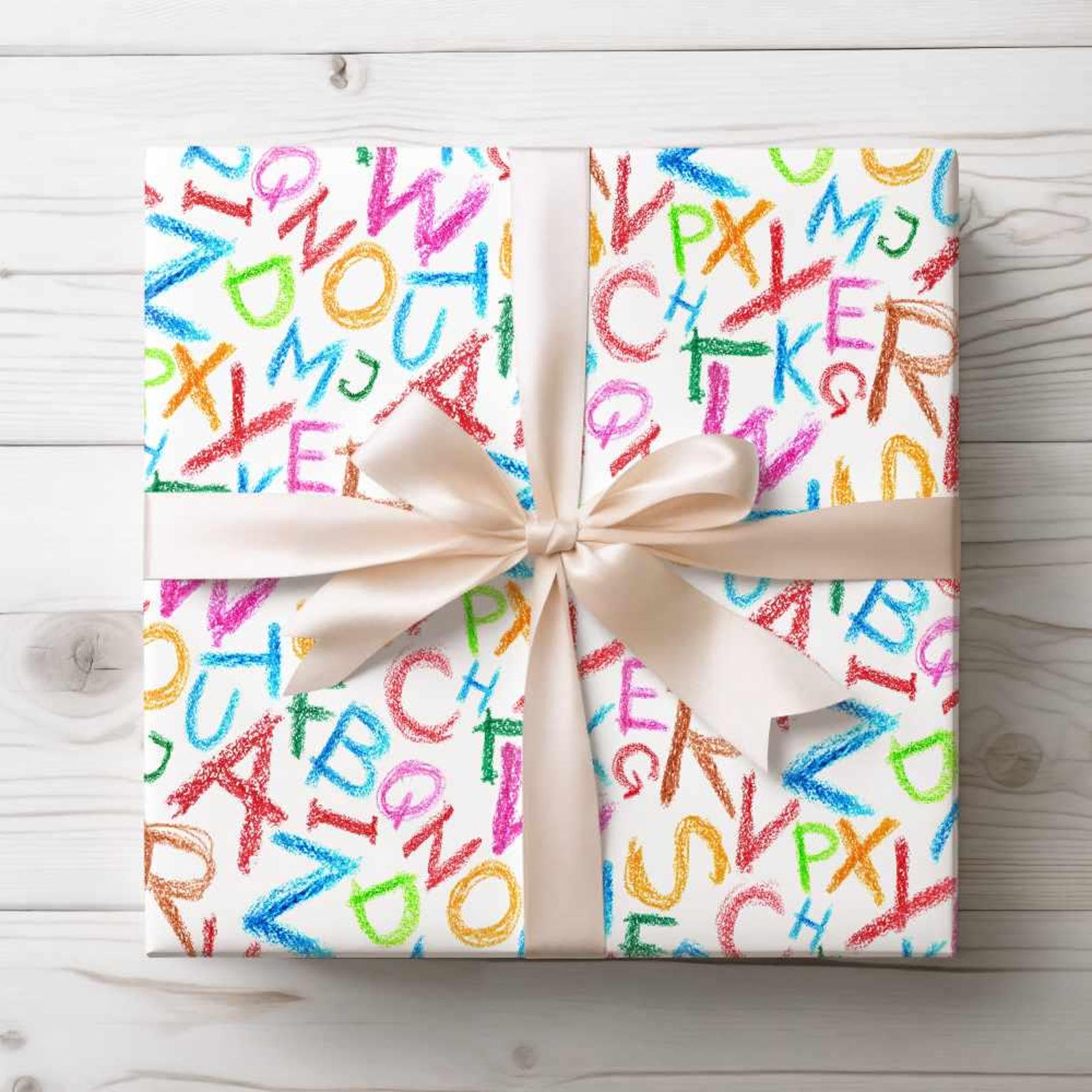 Crayon Alphabet Wrapping Paper. Birthday A3 Eco Friendly Thick Quality ...