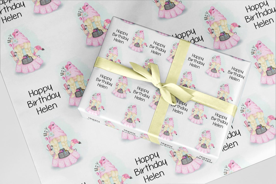 Hairdresser Gonk Wrapping Paper. Personalised A3 Eco Friendly Thick ...