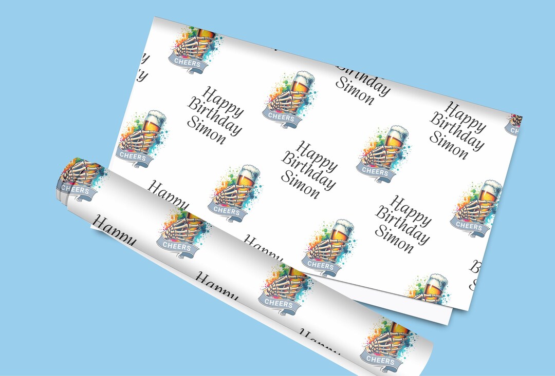 Skeleton Hand Cheers Wrapping Paper Personalised Eco Friendly Quality ...