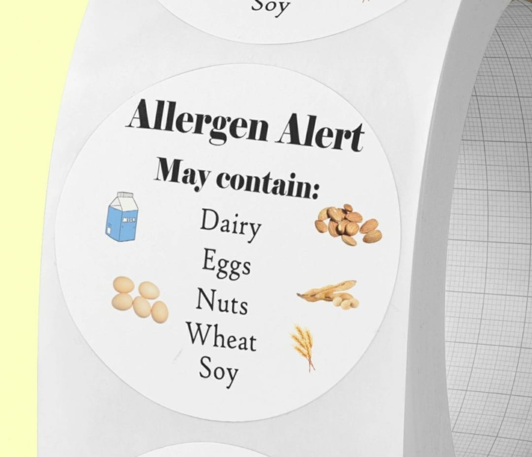 Allergen Alert Stickers on a Roll. Small Business Food Packaging Labels ...