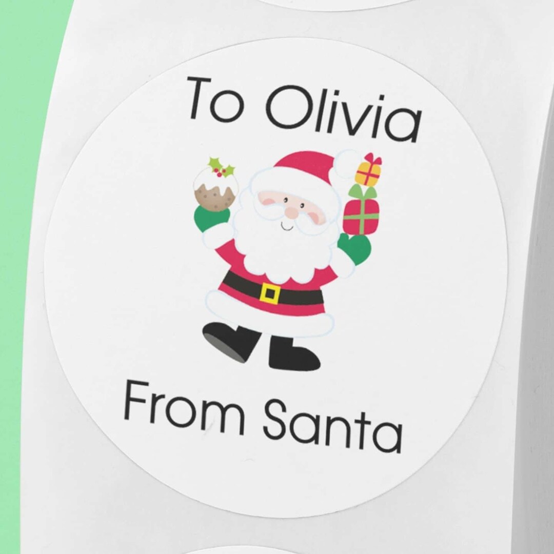 Personalised From Santa Stickers. Customised Gift Wrap Round Labels for ...