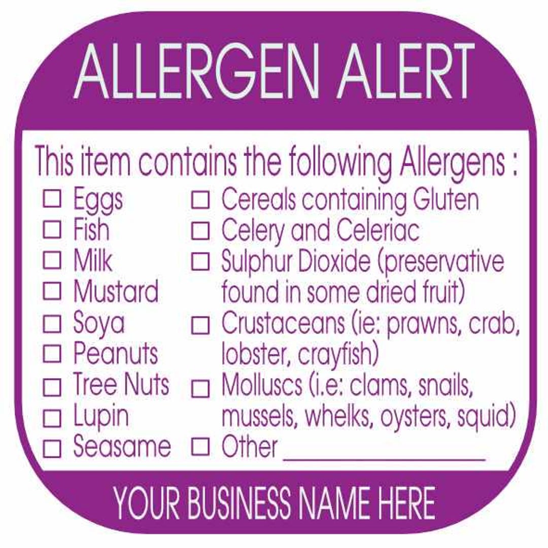Allergen Alert Stickers on a Roll. Business Allergen Stickers. Food ...