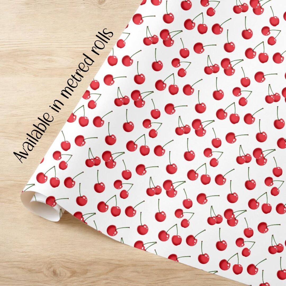 Cherry Wrapping Paper Cherries Valentines Day Birthday A3 Eco Friendly ...