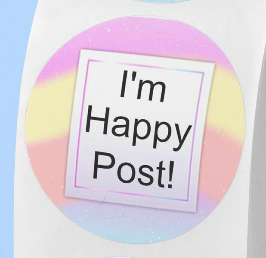I'm Happy Post Stickers. Crafting Label. Packaging. Branding Sticker ...
