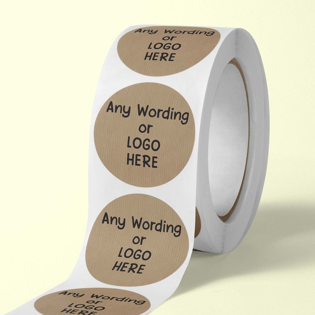 Personalised LOGO Brown Kraft Stickers Customised Name Labels. Branding ...
