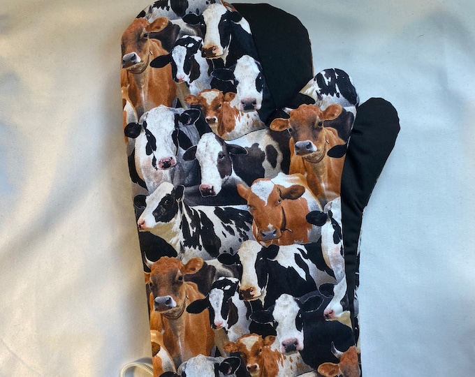 Oven Mitts! Cows Farm Animals! A Pair of Fully Functional, Long Oven ...