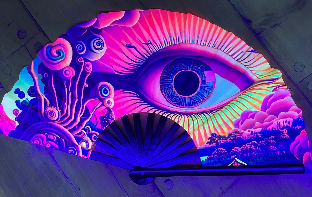 UV Reactive Hand Fan clack Fans 24 - Etsy