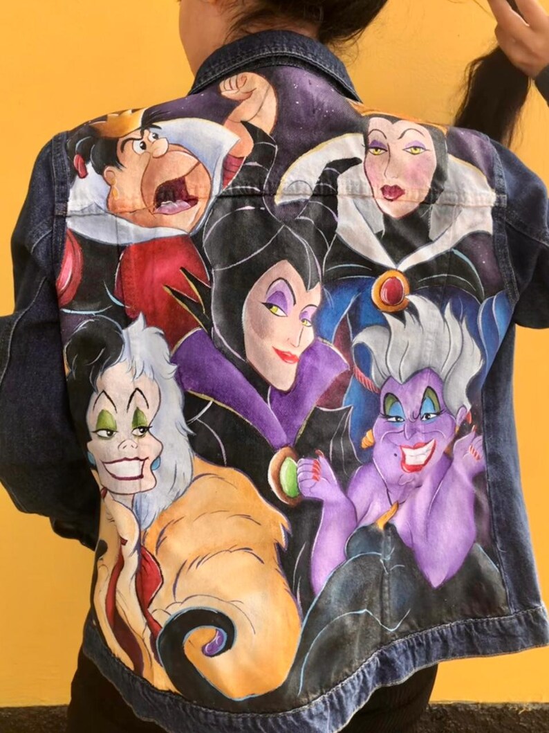Hand-painted Disney Villains Denim Jacket, Customizable - Etsy