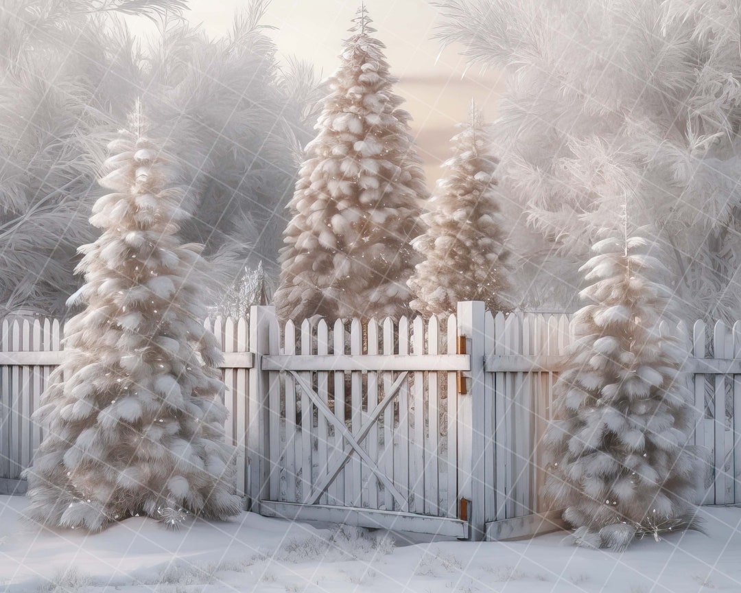 Winter Fence Digital Backgrounds Pack - Etsy