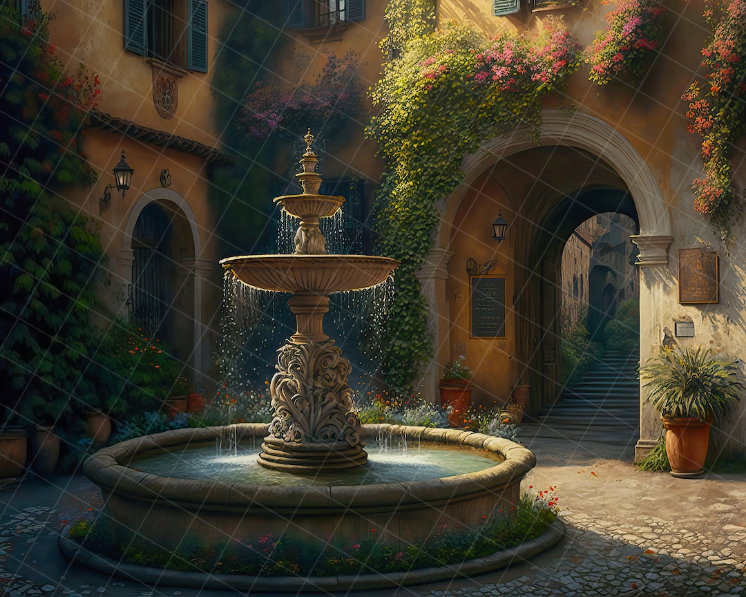 Tuscan Fountain Gigital Backdrop Backdrop for Composites - Etsy