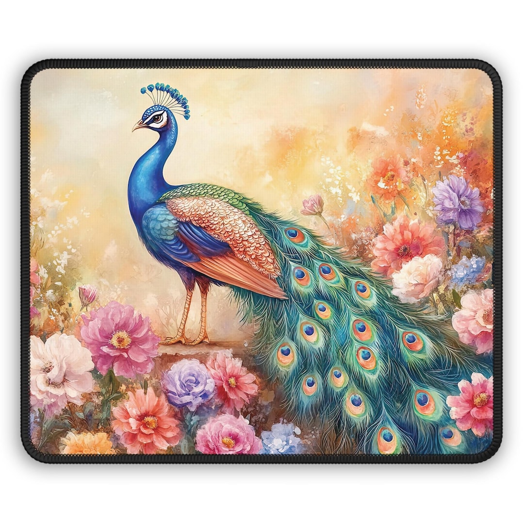 Colorful Peacock Gaming Mouse Pad, Vibrant Office Decor, Gamer Gift ...