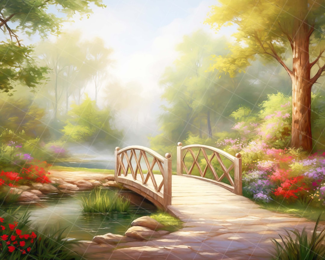 Spring Walk Digital Background - Etsy