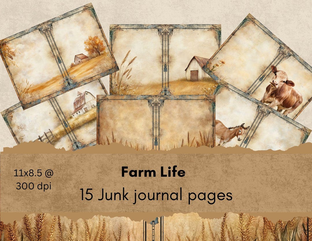 Farm Life Junk Journal Pages, Paper Craft, Digital Printable, Country ...