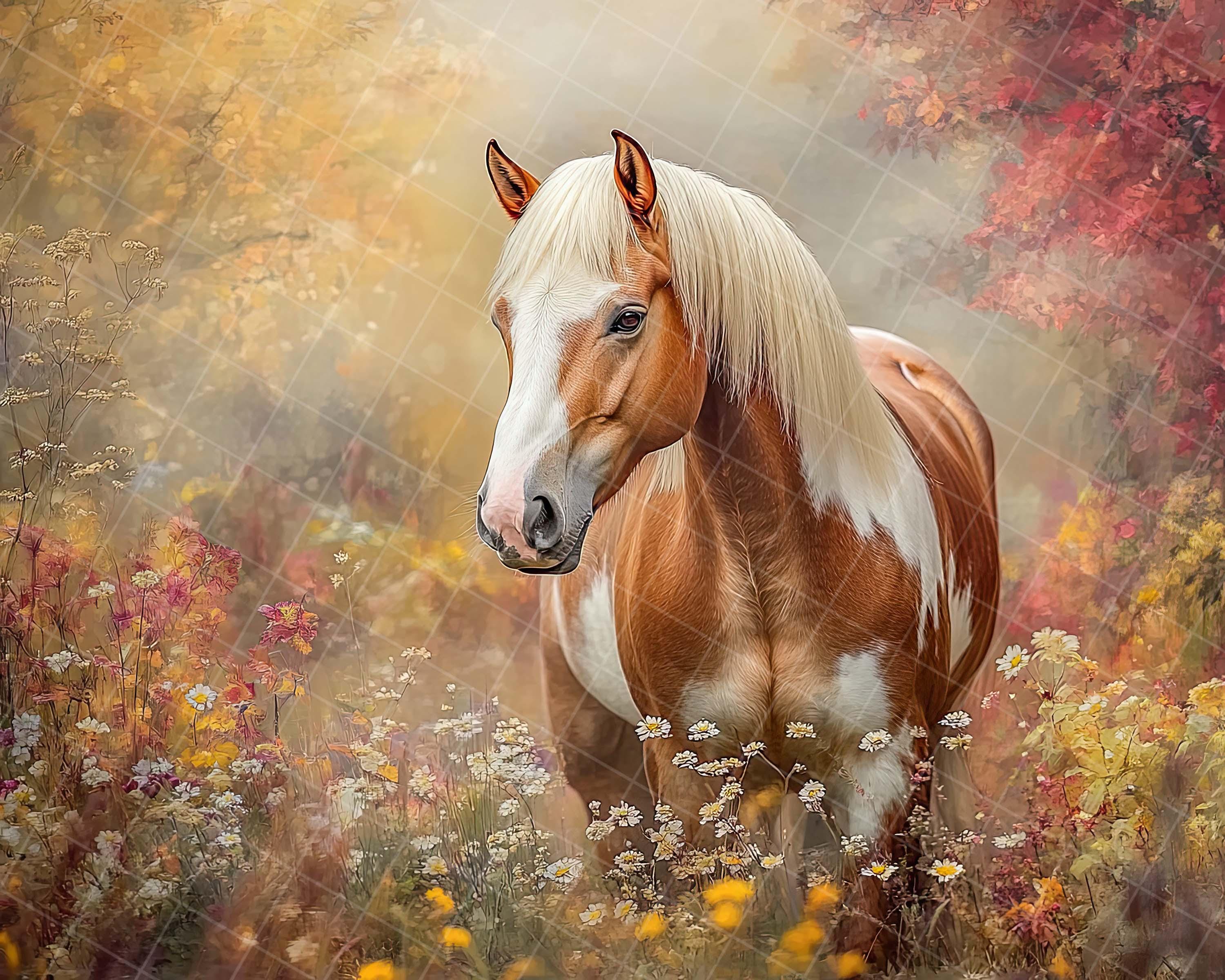 Autumn Pinto Horse Digital Backgrounds, Fall Backdrops, , DIGITAL ...