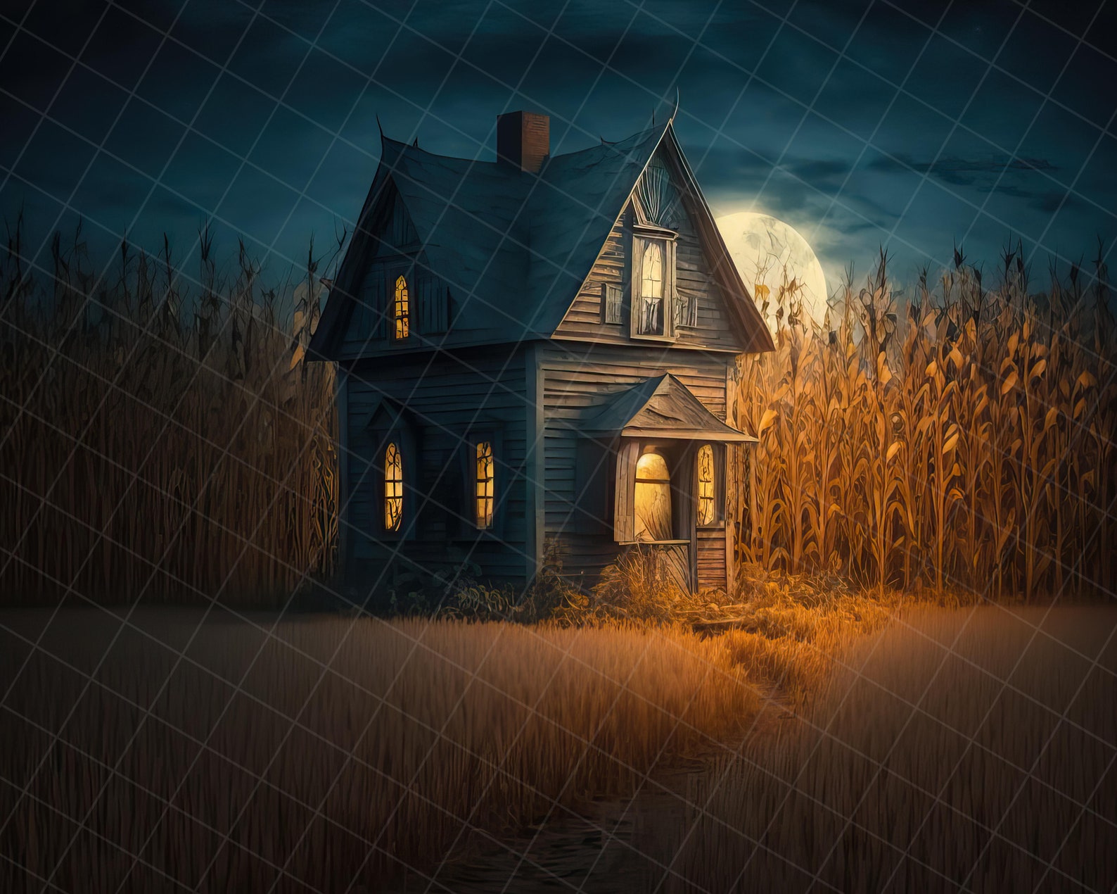 Spooky Cabin in Corn Field Digital Background, DIGITAL DOWNLOAD - Etsy