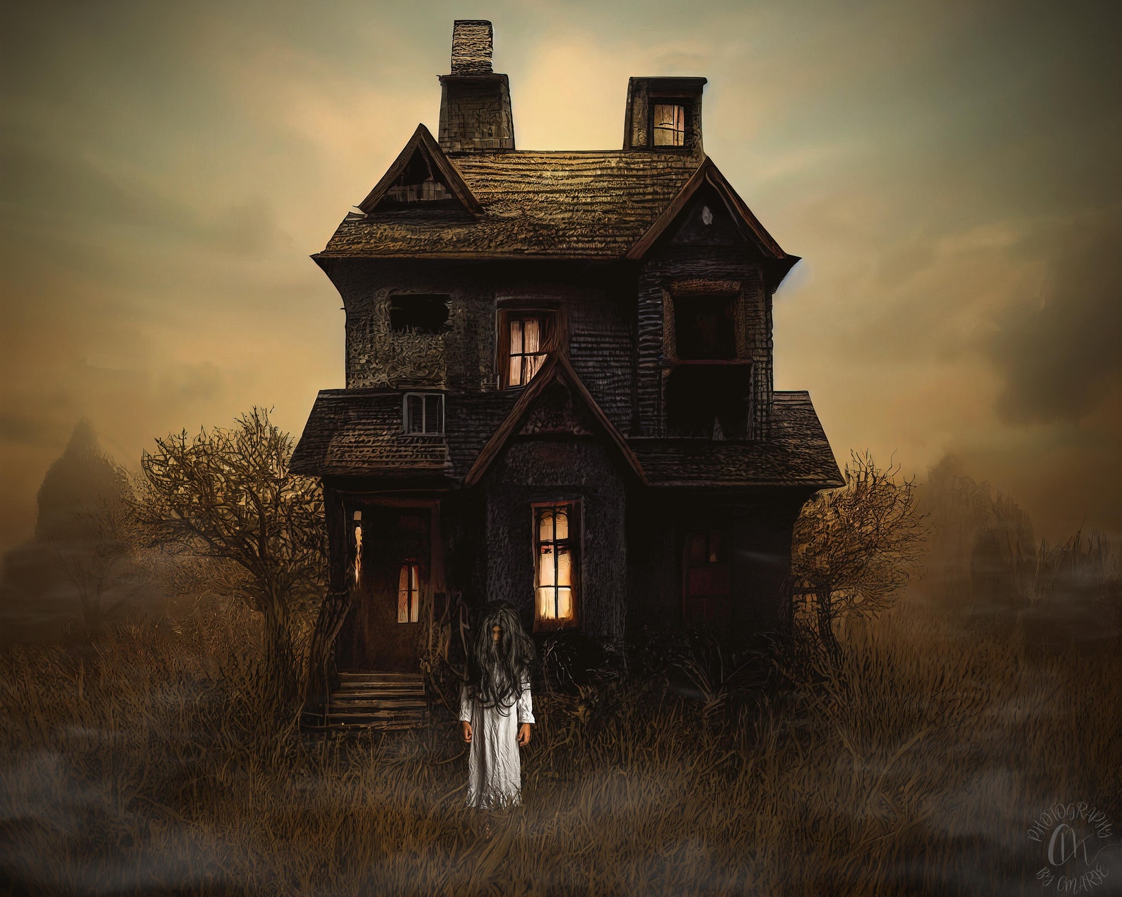Al Haunted Digital Background Background for - Etsy