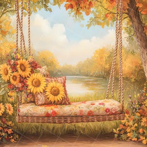 Autumn Swing Digital Backgrounds, Fall Backdrop for Composite - Etsy