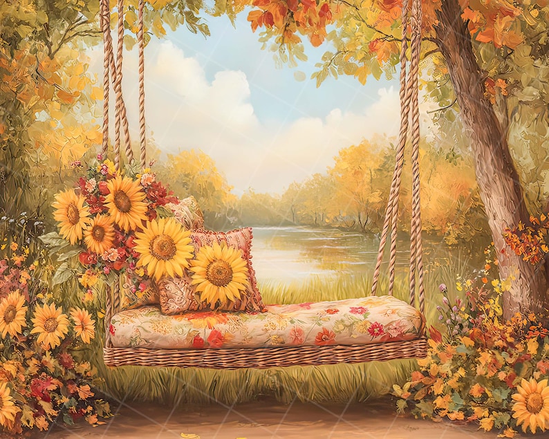Autumn Swing Digital Backgrounds, Fall Backdrop for Composite - Etsy