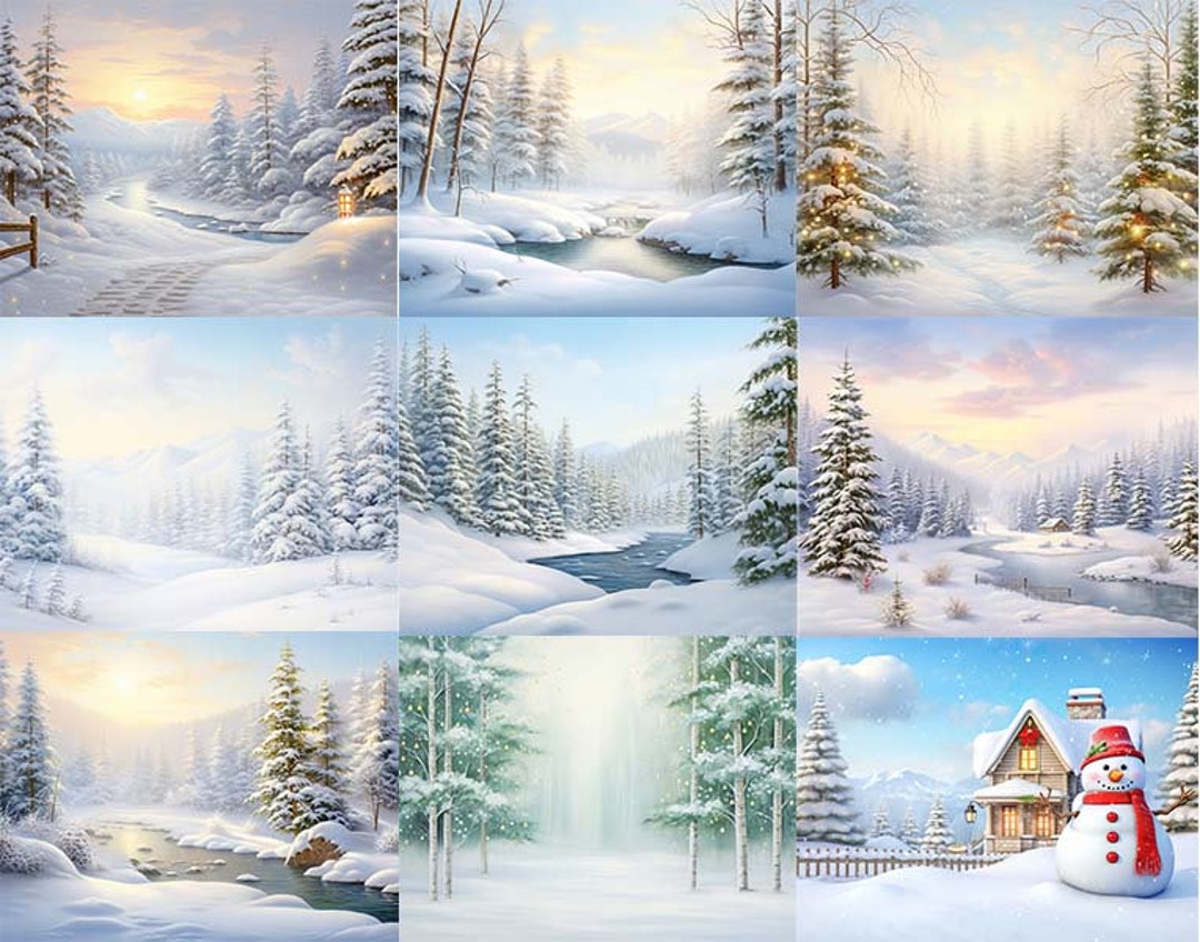 Winter Wonderland Digital Background Bundle - Etsy