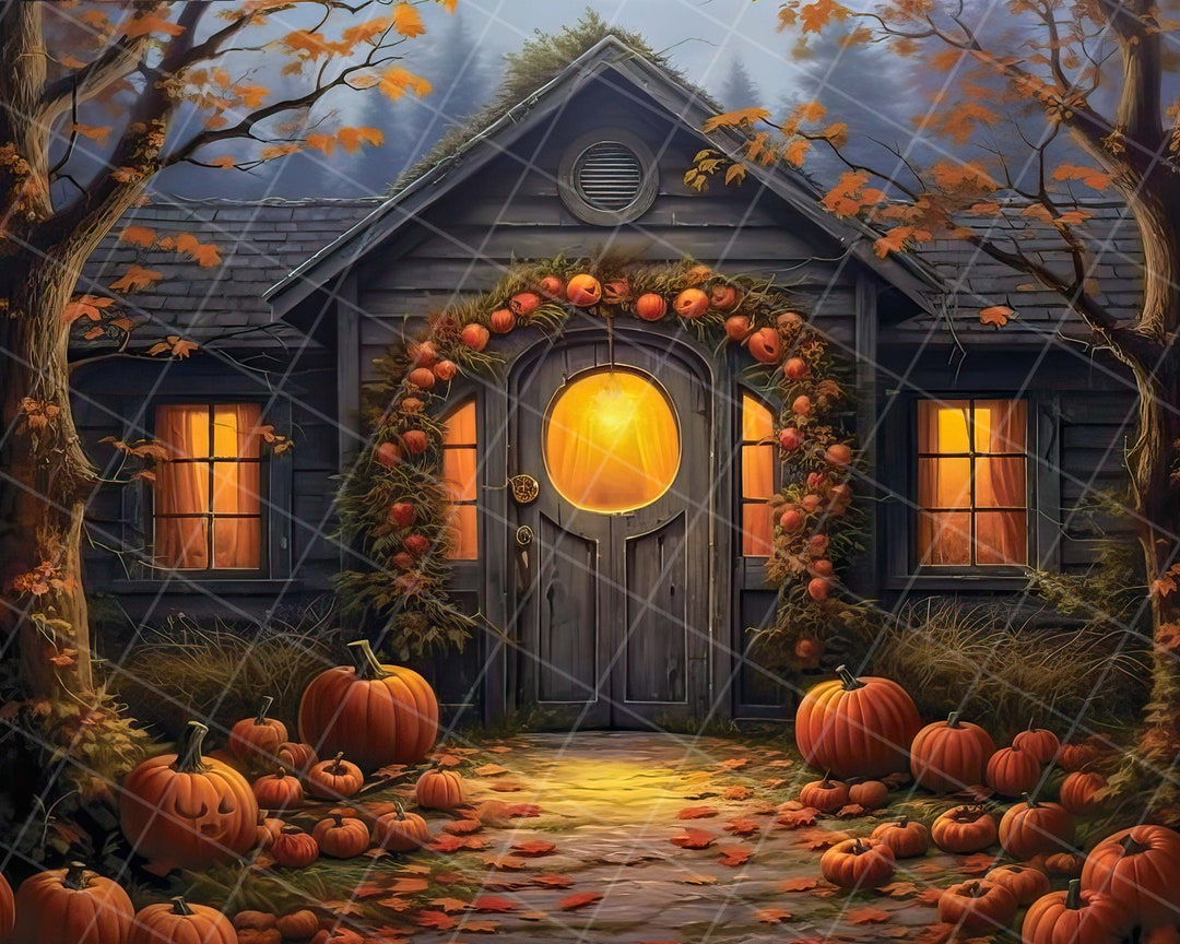 Autumn Eve Cottage Digital Background, Fall House, Composite - Etsy