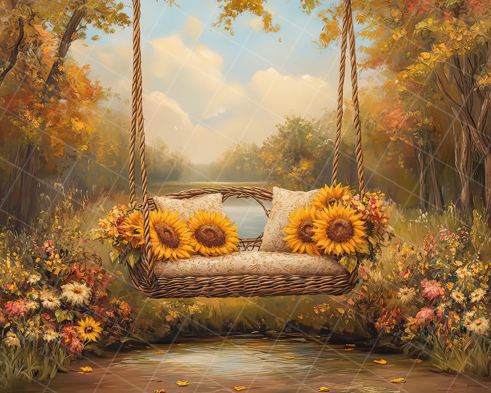 Autumn Swing Digital Backgrounds, Fall Backdrop for Composite - Etsy