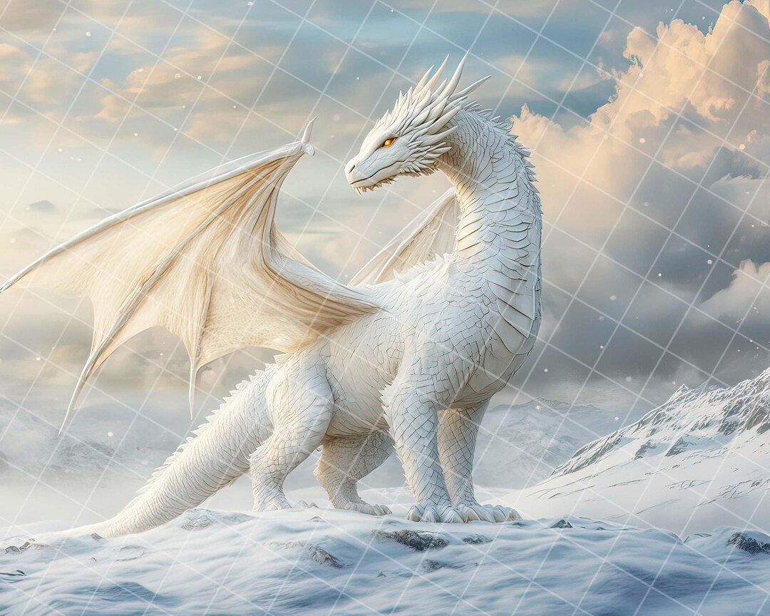 Winter Dragon Digital Backgrounds, Fantasy Backdrop, Snow Dragon ...