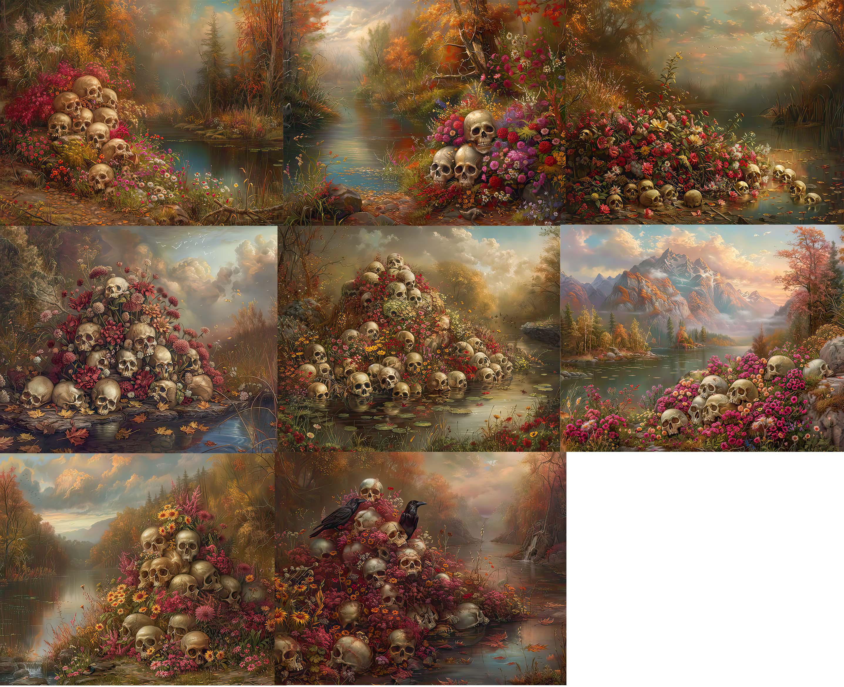Skull Piles Digital Backgrounds,spooky Backdrops,autumn - Etsy