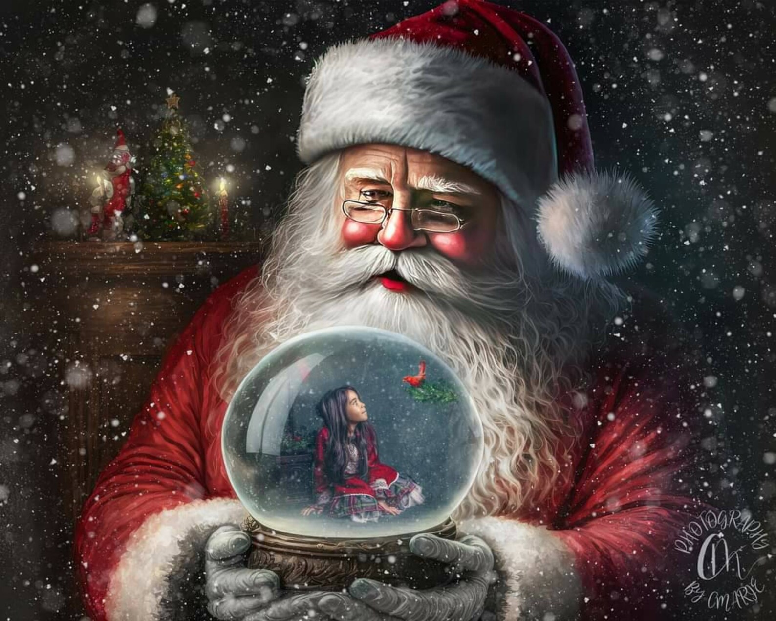 Santa Snow Globe Digital Background Christmas Background for - Etsy